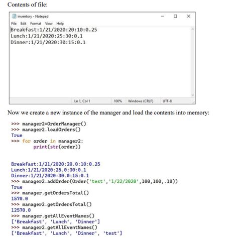 Solved Language Python Add Methods LoadOrders And Chegg