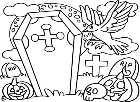 Corvo Nel Cimitero Da Colorare Scarica Stampa O Colora Subito Online