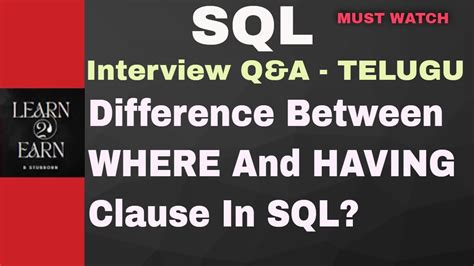 sql difference between where and having clause