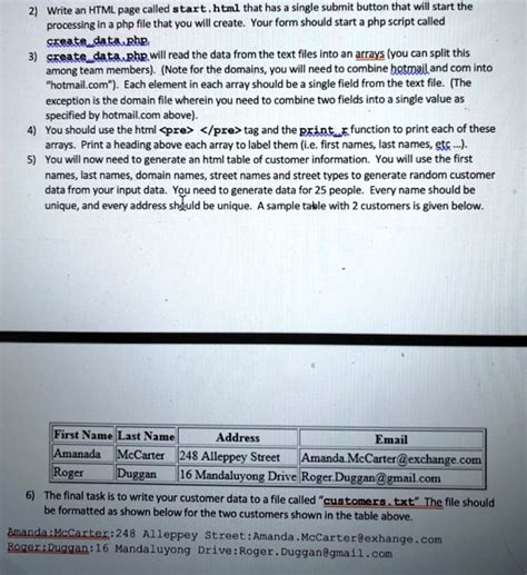 Write An Html Page Called Start Html That Has A Single Submit Button That Will Start The