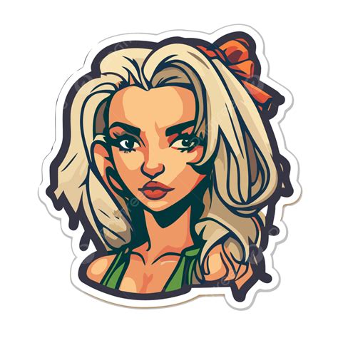 금발 머리를 가진 여성 캐릭터의 스티커 일러스트 클립 아트 벡터 고립 된 만화 브리트니 스피어스와 스티커 디자인 상표 스티커 일러스트 Png 일러스트 및 벡터 에