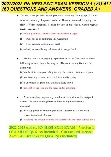 BUNDLE REAL HESI EXIT RN V V And V NEW HESI EXIT RN Exam V V Hesi