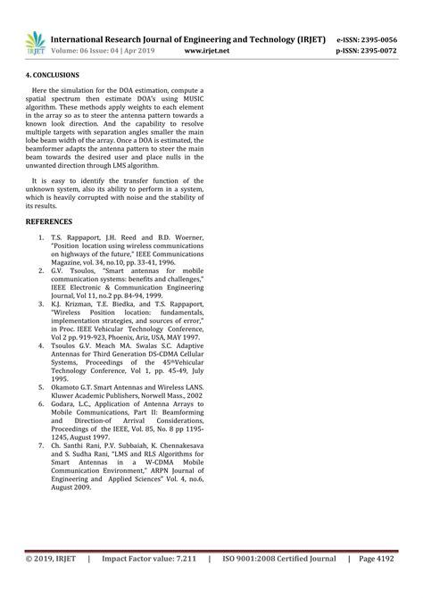 Irjet Performance Evaluation Of Doa Estimation Using Music And Beamforming Using Lms Algorithm