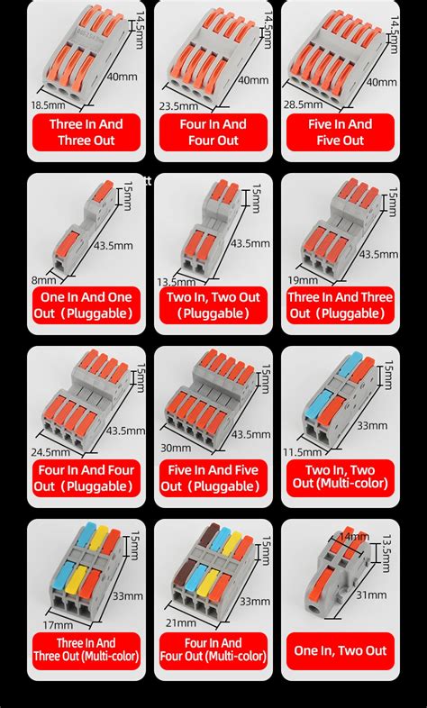 Universal Lever Compact Cable Wiring Connector Circuit Inline Quick