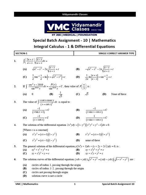 Bohring Bot Special Batch Assignment 10 Maths Pdf