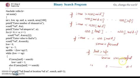 Binary Search Program In C Youtube