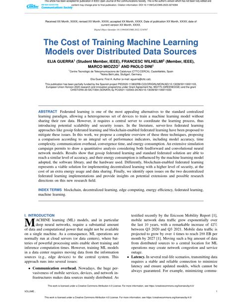 Pdf The Cost Of Training Machine Learning Models Over Distributed