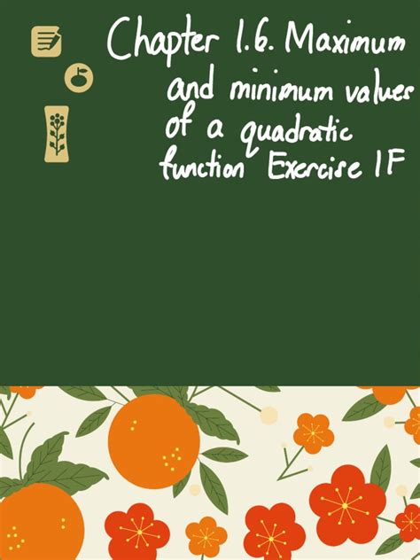 Chapter 16 Maximum And Minimum Values Of A Quadratic Function Exercise 1f Pdf Algebra