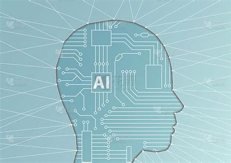 人工智能 Ai概念。以计算机处理器为人工大脑的人脸轮廓矢量图