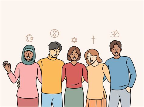 People Different Religions Hug Feeling Unity And Absence Of