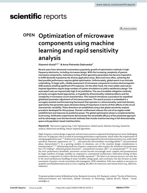 Pdf Optimization Of Microwave Components Using Machine Learning And Rapid Sensitivity Analysis