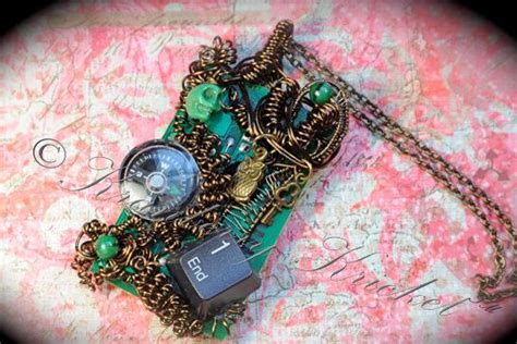 One End Circuit Board Working Compass Upcycled Repurposed Etsy Working Compass Steampunk