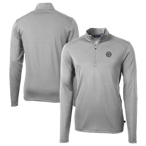 Mens Washington Nationals Cutter And Buck Gray Big And Tall Virtue Eco Pique Quarter Zip Jacket