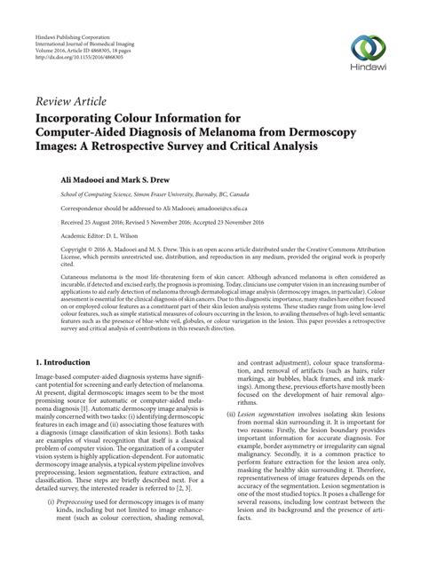 Pdf Incorporating Colour Information For Computer Aided Diagnosis Of