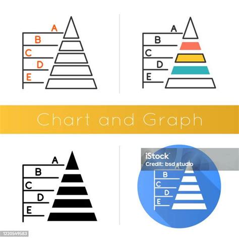 피라미드 그래프 아이콘입니다 정보 계층 구조 차트입니다 비즈니스 모델 시각화 경제 프리젠 테이션 재무 보고서 및 연구 플랫
