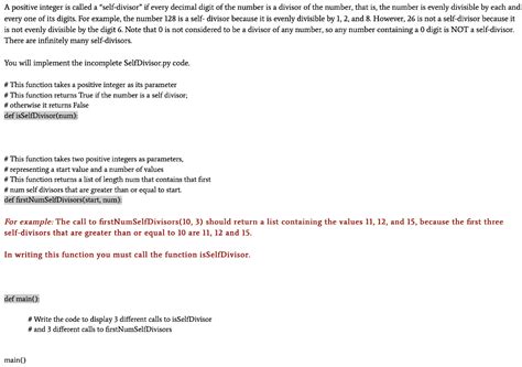 Solved A Positive Integer Is Called A “self Divisor If