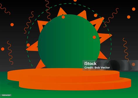 블랙 그린 오렌지 모형 제품 디스플레이 프리젠테이션을 위한 추상 벡터 3d 실린더 받침대 연단 최소한의 기하학적 무대 쇼케이스 메달 수상대에 대한 스톡 벡터 아트 및 기타