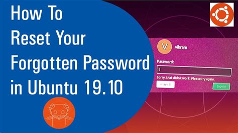 How To Reset Your Forgotten Password In Ubuntu 1910 2020 Youtube