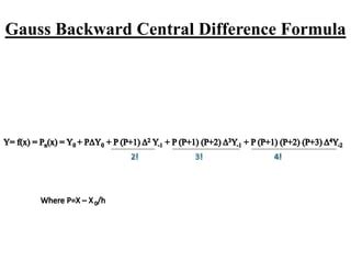 Gauss Forward And Backward Central Difference Interpolation Formula PPTX