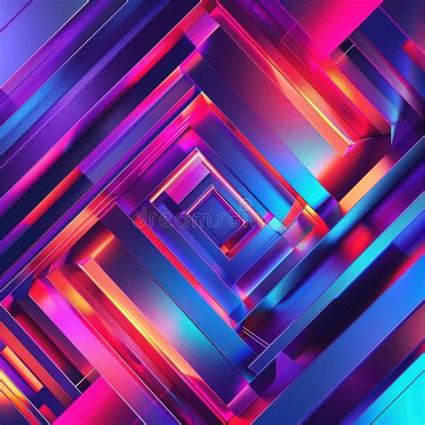 Neon Geometric Patterns With Ultra Detailed Metallic Touches Stock Illustration Illustration