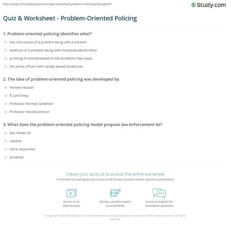 Quiz And Worksheet Problem Oriented Policing