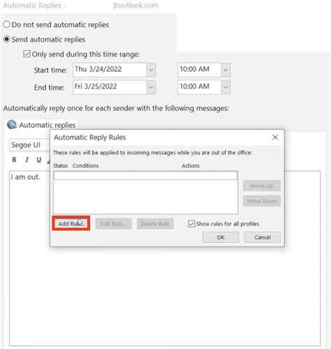How To Set Up Outlook Automatic Reply Myexcelonline