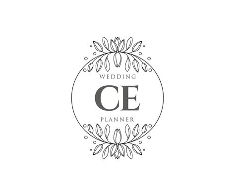 Ce Initials Letter Wedding Monogram Logos Collection Hand Drawn Modern Minimalistic And Floral