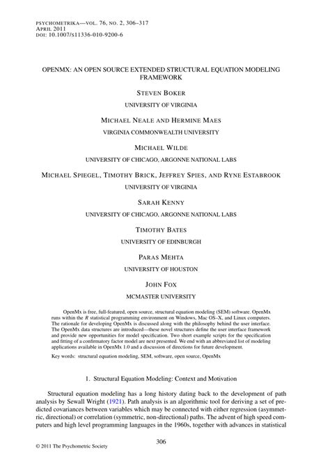 pdf openmx an open source extended structural equation modeling framework