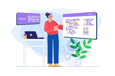 Premium Vector Programmer Working Concept With People Scene Vector Illustration