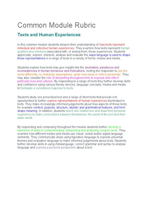 Common Module Rubric Pdf