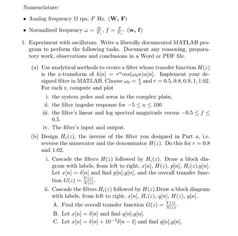 Nomenclature Analog Frequency Ωrpsf Hzwf