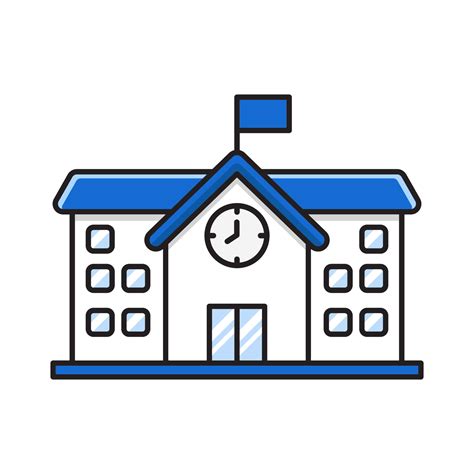 School Building Icon With Blue And White Color Isolated On White Background 22211255 Vector Art