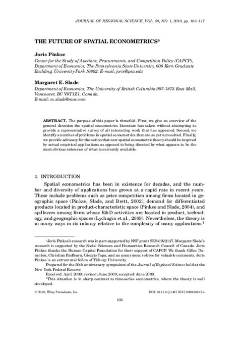 Pdf Contracting In Space An Application Of Spatial Statistics To