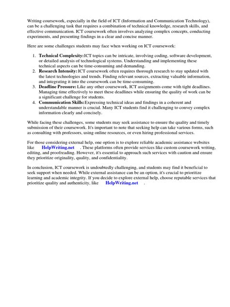 Ict Coursework Examples Pdf Information And Communications