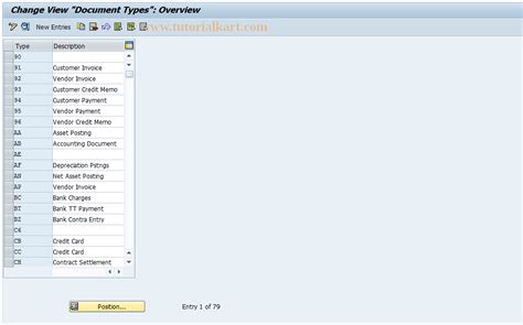 OMB0 SAP Tcode List Of Document Types