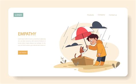 Premium Vector Empathy Web Or Landing Boy Shields A Cat From Rain