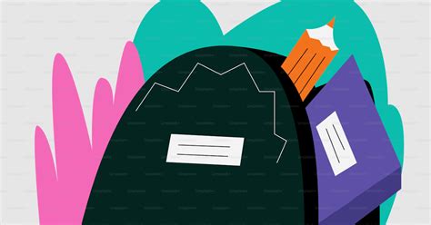 연필과 지우개가 있는 백팩 벡터 Unsplash의 플랫 디자인 이미지