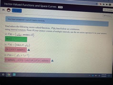 Solved Vector Valued Functions And Space Curves Open E 20