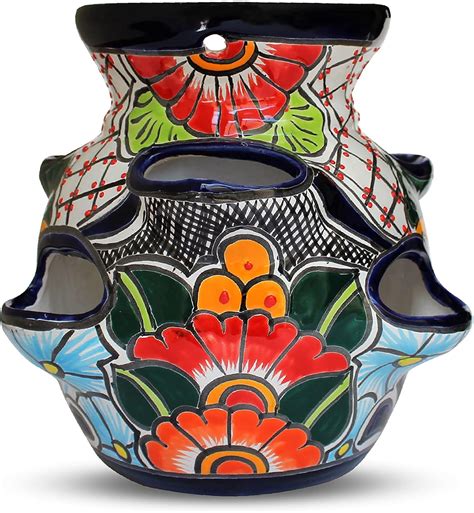 10 In Sky Blue Talavera Strawberry Pot Patio Lawn And Garden