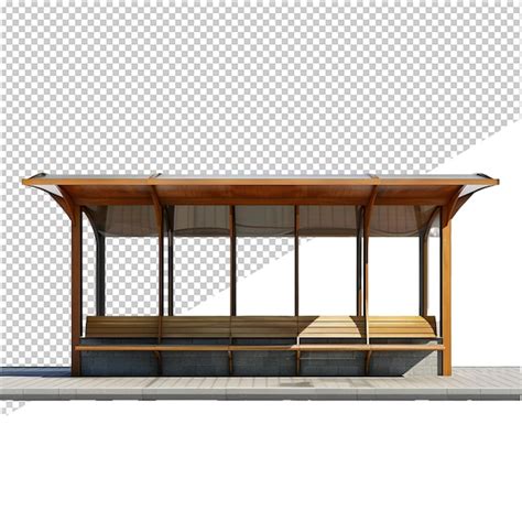 Premium Psd A Bus Stop With A Bench And A Chair On The Platform