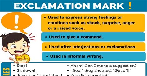 Exclamation Point Exclamation Mark With Useful Examples • 7esl Writing Words Informational