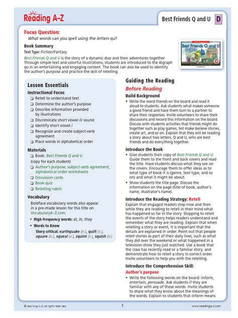 Raz Ld56 Bestfriendsqandu Lblp Pdf Reading Comprehension Linguistics