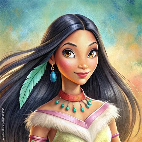 Beautiful Native American Girl Portrait Indian Girl With Long Hair
