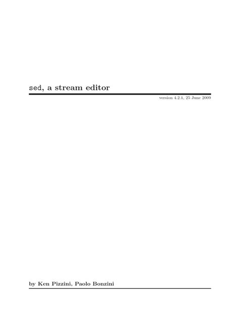 Sed A Stream Editor By Ken Pizzini Paolo Bonzini Pdf Pdf