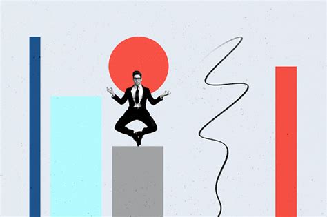 크리 에이 티브 복합 스케치 디자인 삽화 콜라주 공석 고용 직업 사무실 관리자 젊은이 명상하다 플랫폼 균형 착용 양복 일함에 대한 스톡 사진 및 기타 이미지 Istock