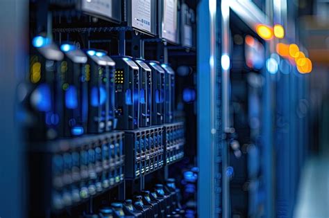 Premium Photo A Row Of Servers In A Data Center
