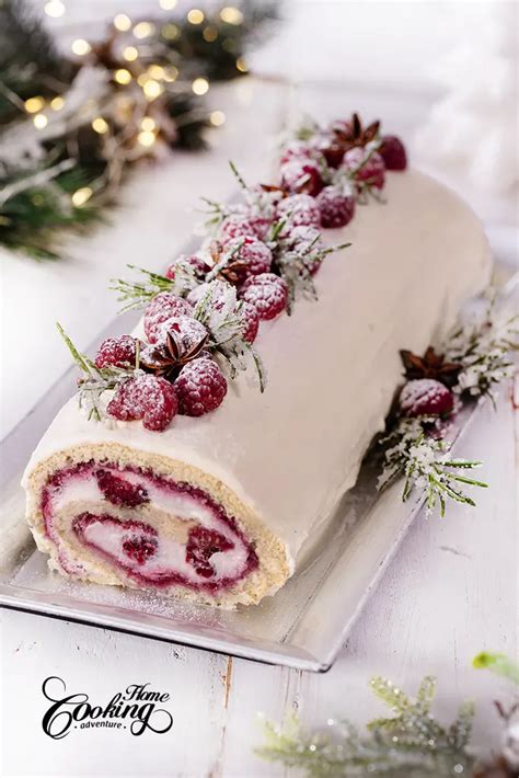 Christmas Raspberry Cake Roll Home Cooking Adventure