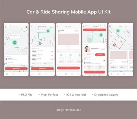 Premium Psd Car And Ride Sharing Mobile App Ui Kit