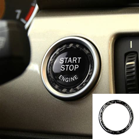 Carbon Fiber Car Engine Start Stop Ring Ignition Switch Button Key Ring