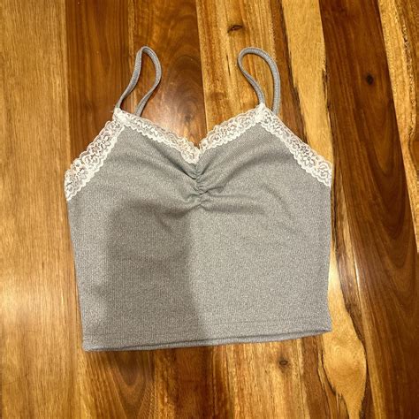 Cute Size S Grey And White Cami Top Never Worn Depop